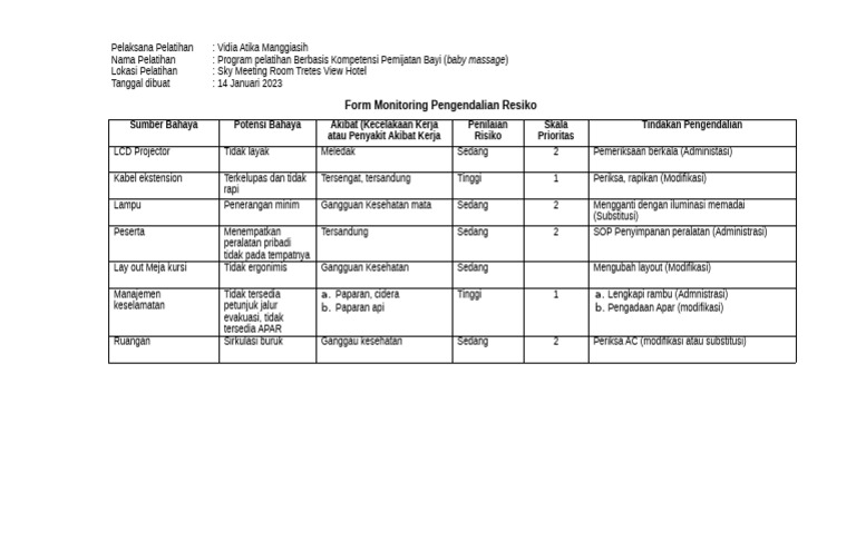 Form Monitoring Pengendalian Resiko | PDF