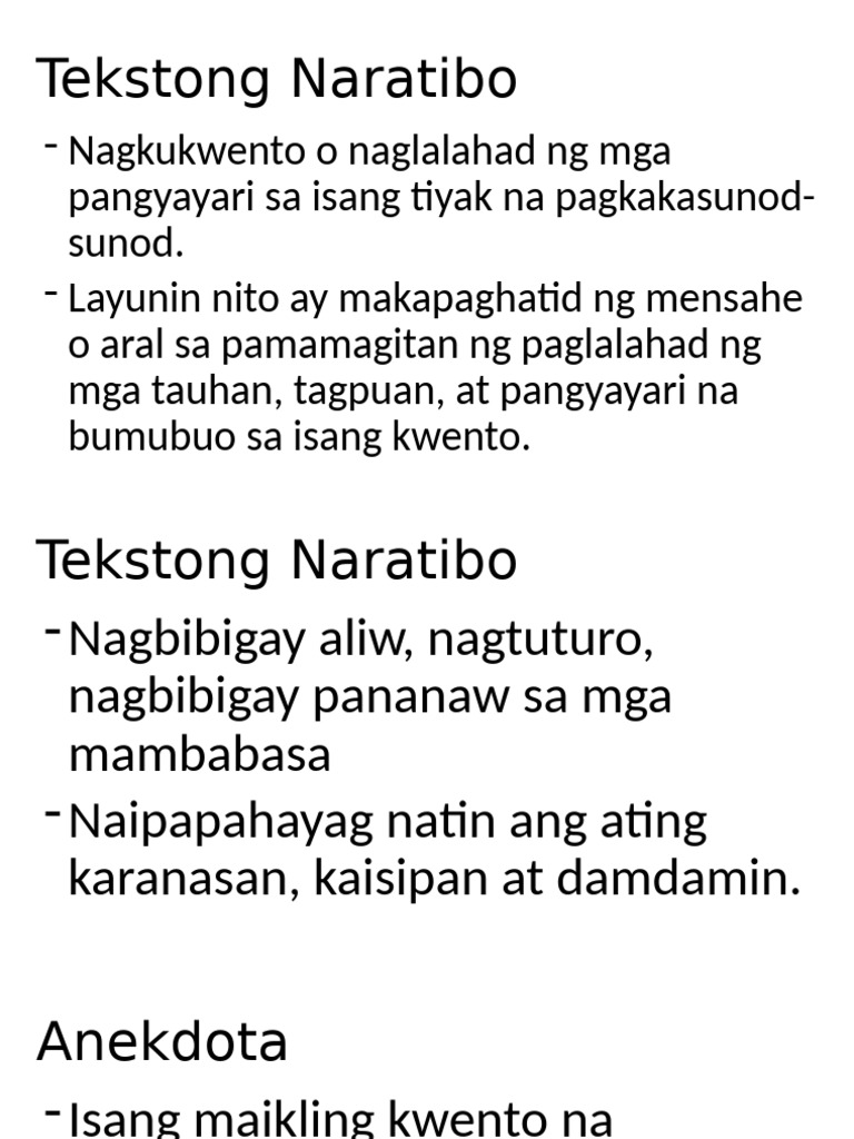 Tekstong Narratibo | PDF