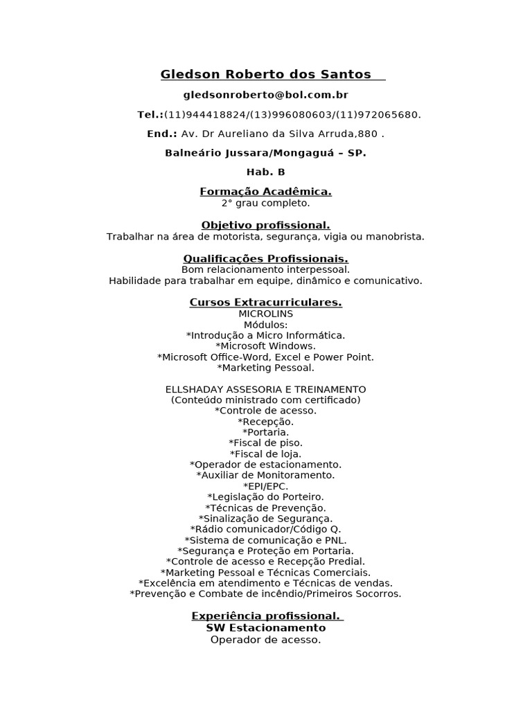 Gledson 22 Mongaguá | PDF