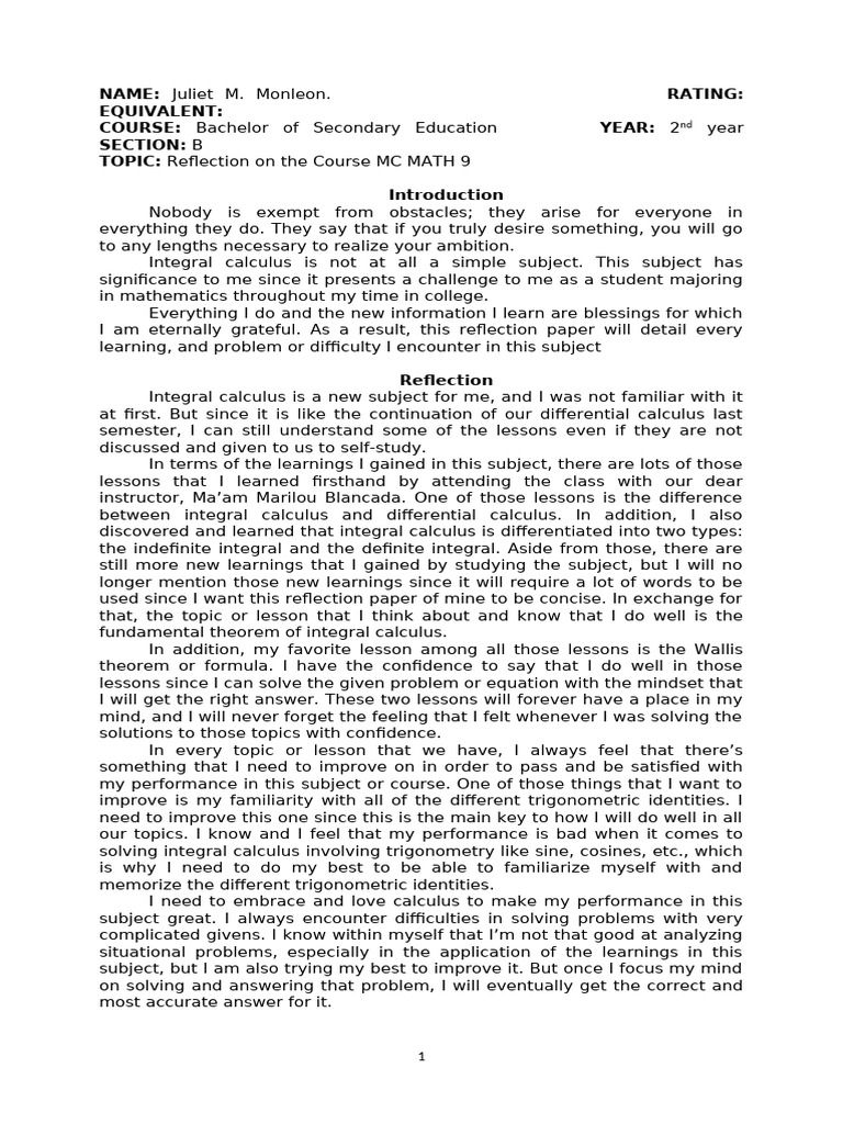 Juliet MC Math 9 | PDF
