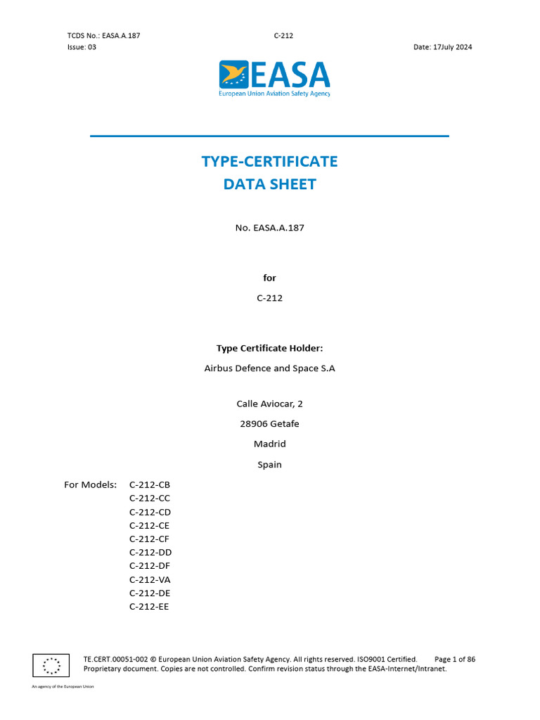 TCDS EASA.A.187 Issue 03 | PDF | Aviation | Aerospace