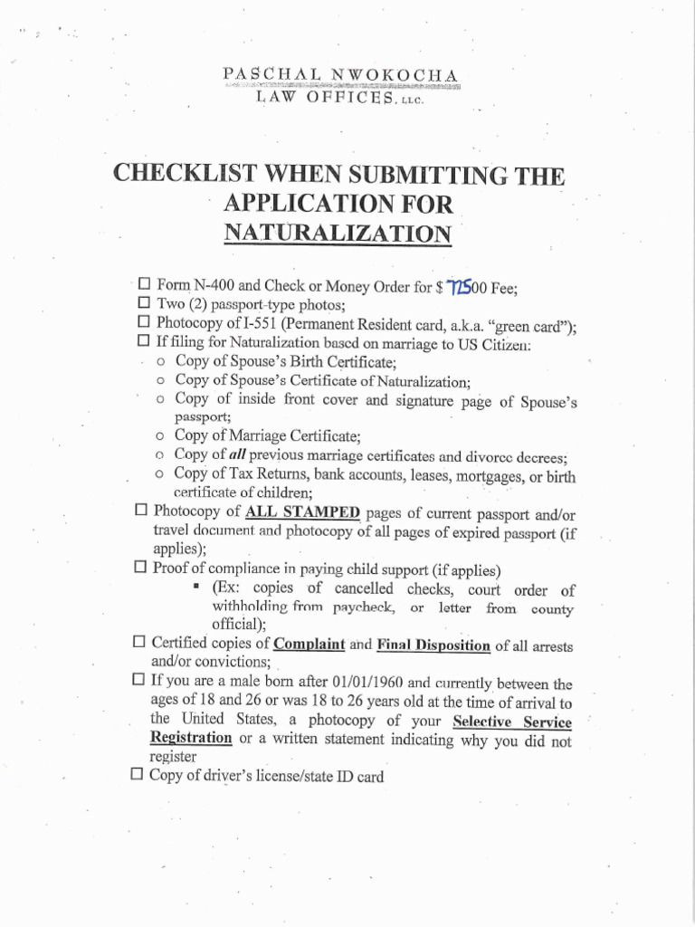 N-400 Checklist (English) Updated 02-2023 | PDF