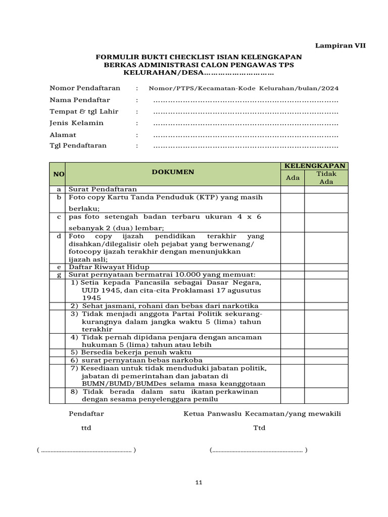 Lampiran Kelengkapan Berkas | PDF