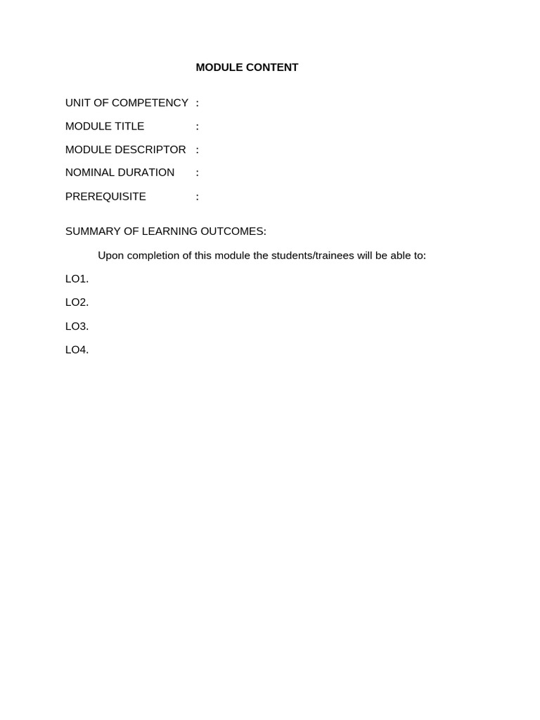 Module Content Template | PDF