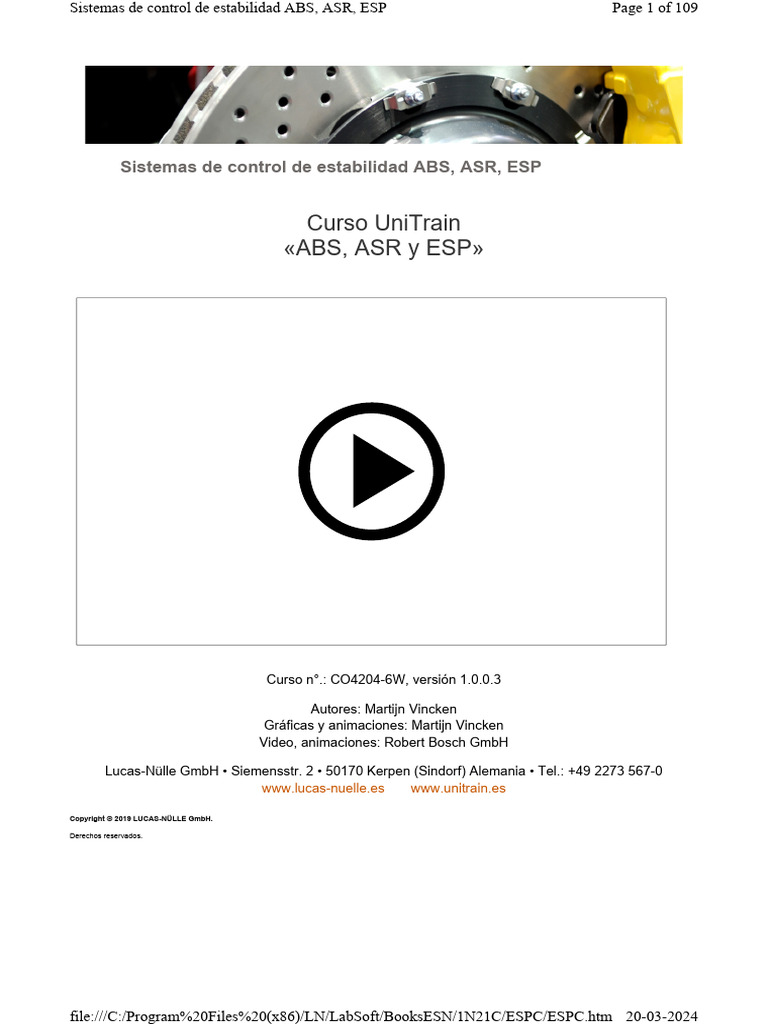 Sistema Control Estabilidad (Abs, Asr, Esp) | PDF
