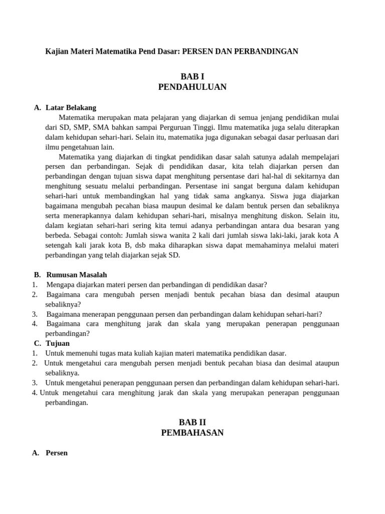 Kajian Materi Matematika Pend Dasar | PDF