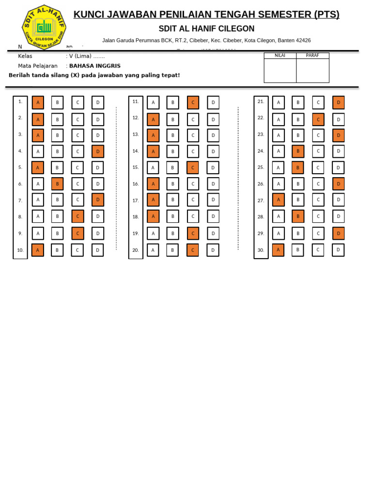 Kunci Jawaban PTS English | PDF