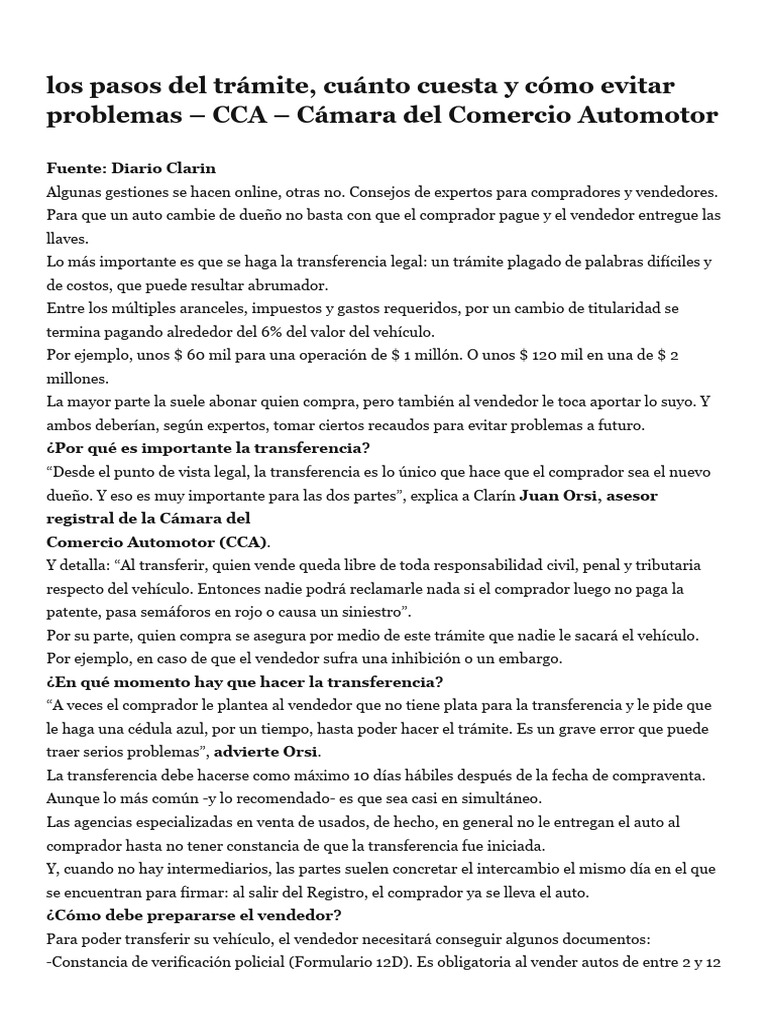 Ceta Los Pasos Del Trámite, Cuánto Cuesta y Cómo Evitar Problemas | PDF