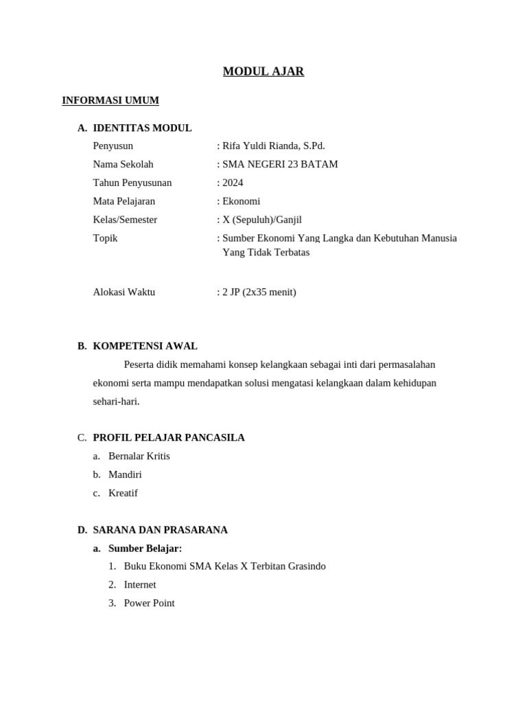 Modul Ajar PBL | PDF