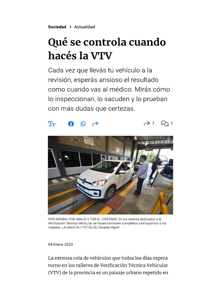 Qué Se Controla Cuando Hacés La VTV | PDF