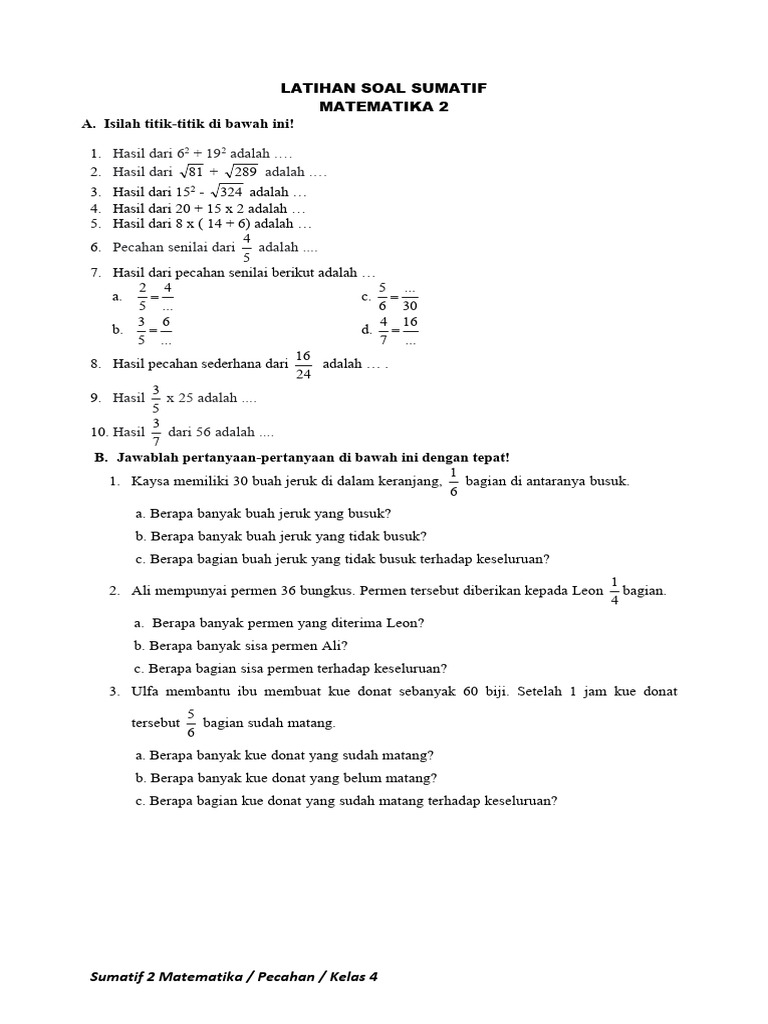 LATSOAL Sumatif Mat 2 | PDF