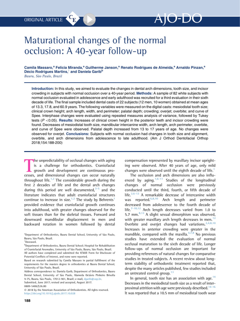 Assaro C, 2018 - Maturational Changes of The Normal Occlusion - A 40 ...