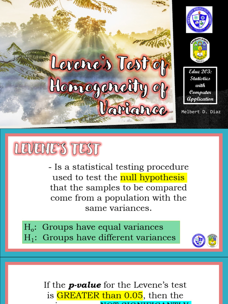 Lavene's Test PPT | PDF