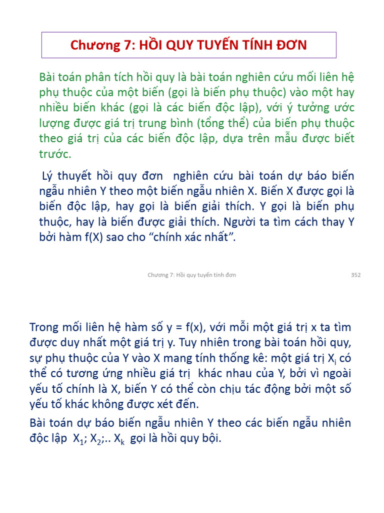 Chuong 7 - Hồi quy tuyến tính đơn | PDF