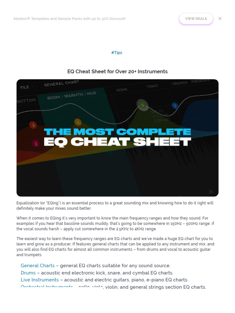 EQ Cheat Sheet For Over 20+ Instruments - Abletunes Blog - Music | PDF
