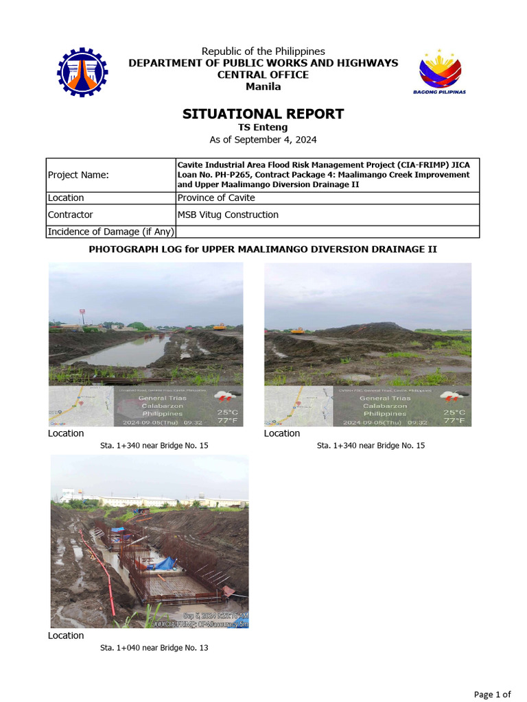 Project Situational Report CIA FRIMP - CP4 09.05.24 | PDF
