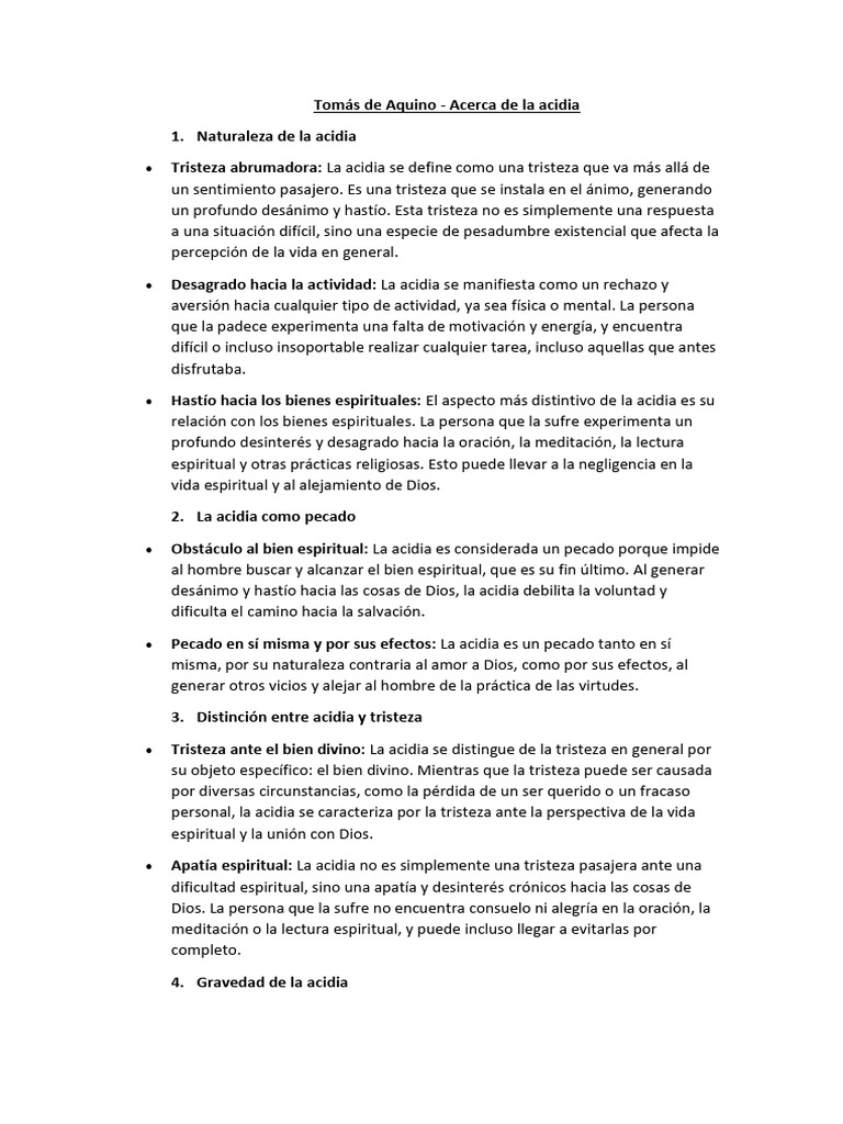 Tomás de Aquino - Acerca de La Acidia | PDF