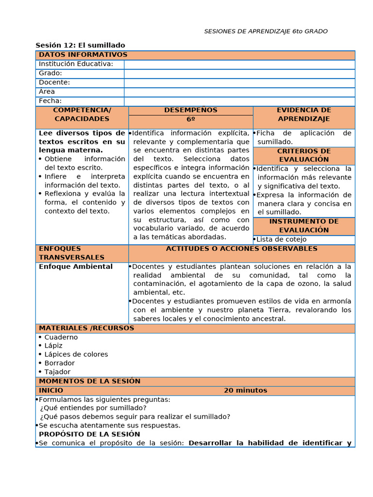 Sesiones 6to Grado-Sem 2 - Eda 9 | PDF