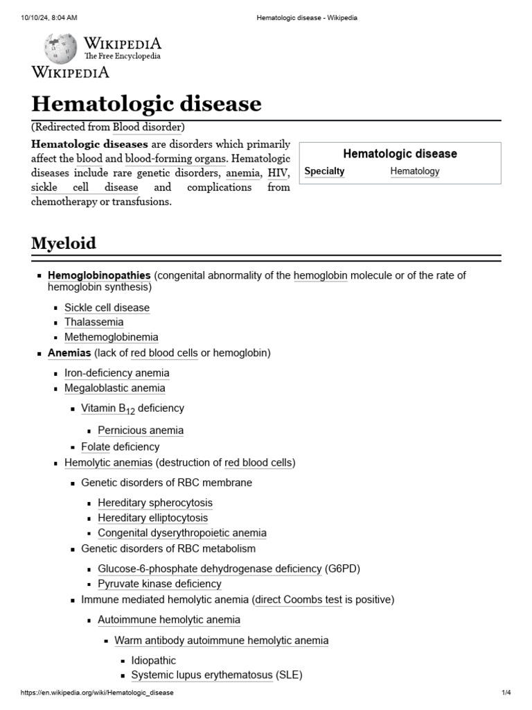 Hematologic Disease | PDF