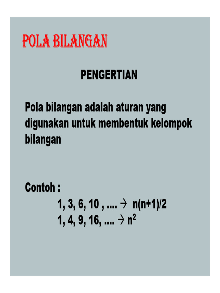MATERI POLA BILANGAN, BARISAN DAN DERET ARITMATIKA | PDF