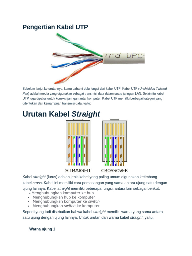 Pengertian Kabel UTP | PDF
