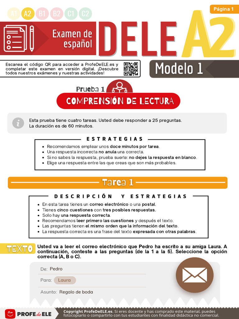 DELE A2 - Modelo 1 (v.1.0) | PDF