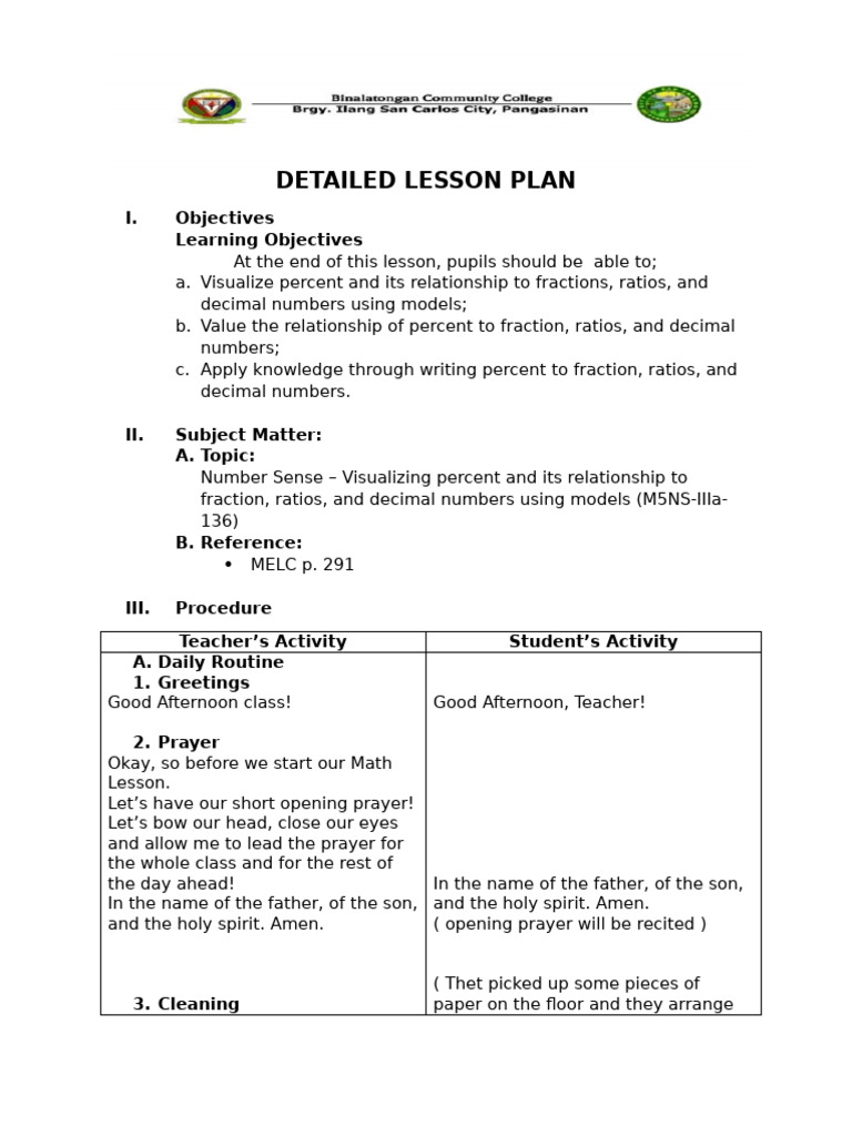 Detailed Lesson Plan (Mathematics 6) | PDF