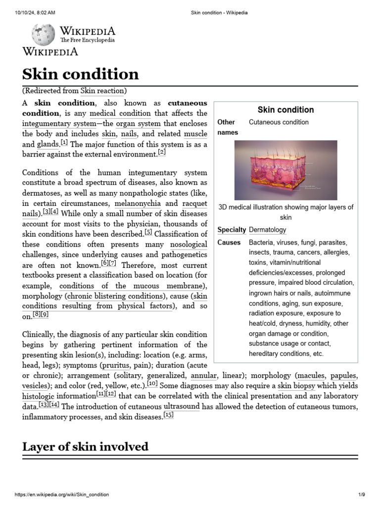 Skin Condition - Wikipedia | PDF