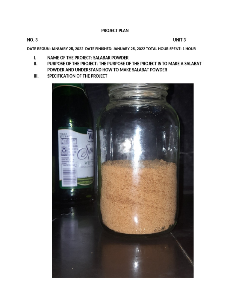 Salabat Powder - Project Plan | PDF
