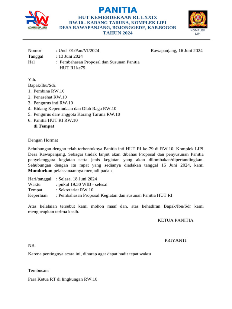 Undangan Proposal HUT-1 | PDF