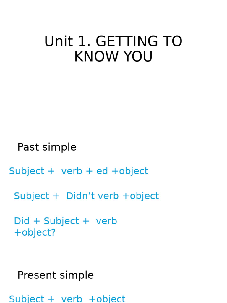 Unit 1. Getting To Know You | PDF