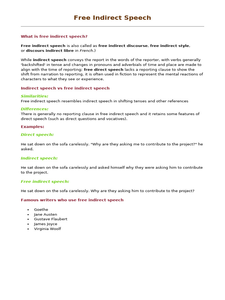 Free Indirect Speech | PDF
