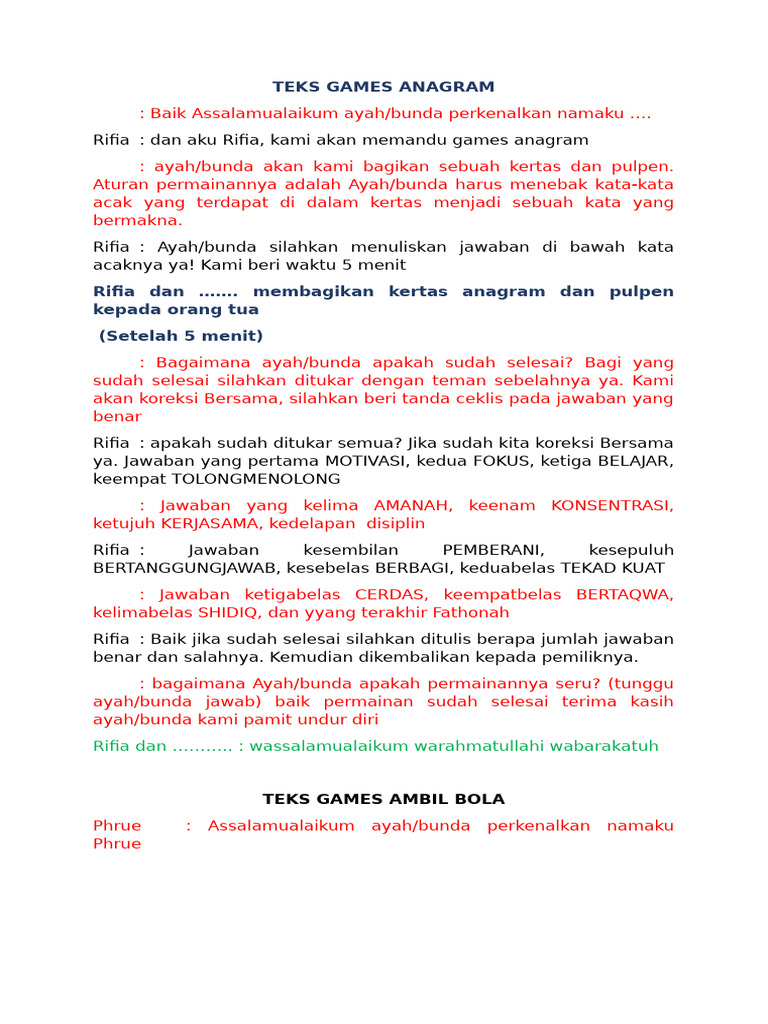 Teks Games Anagram Open Day | PDF