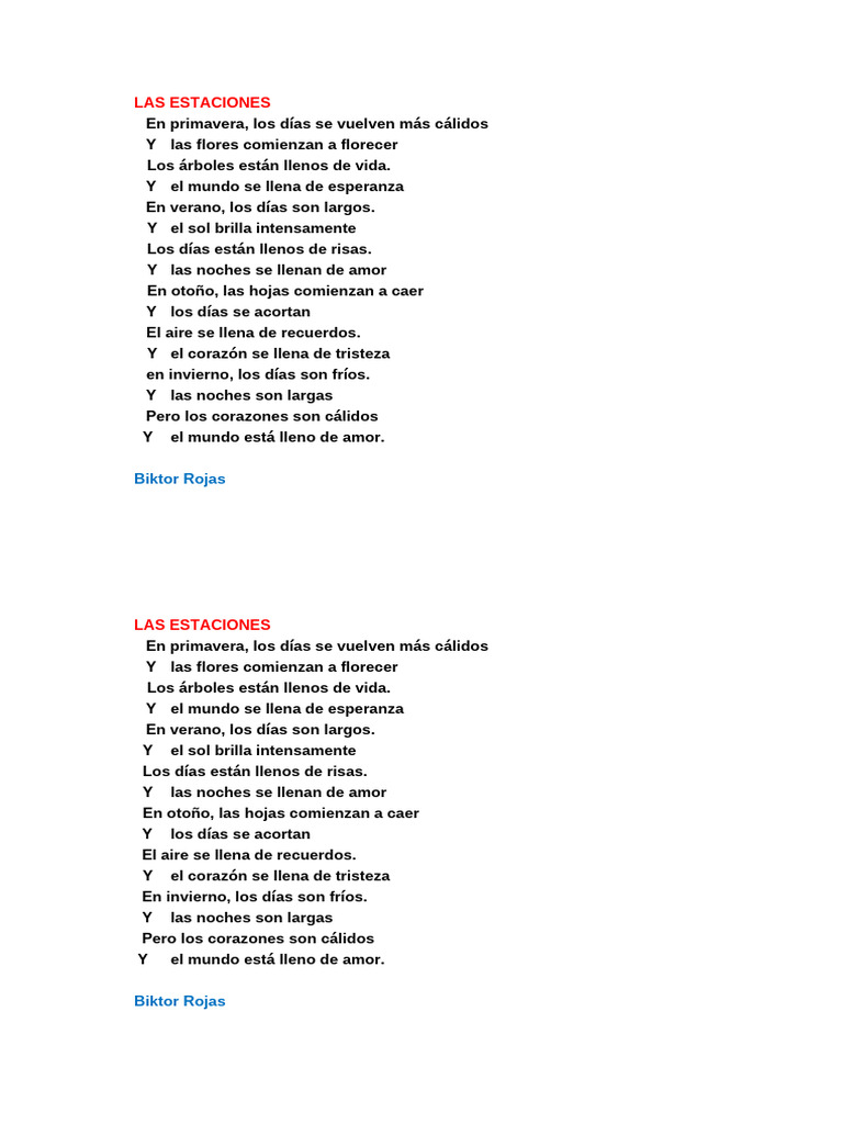 LAS ESTACIONES Poema | PDF