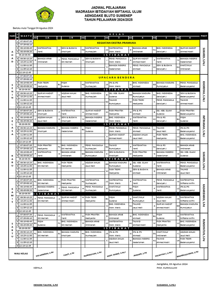 Jadwal 2024-2025 - Copy | PDF