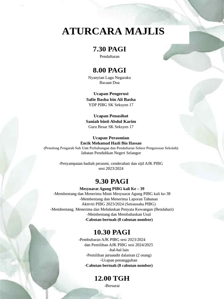 ATURCARA MAJLIS | PDF