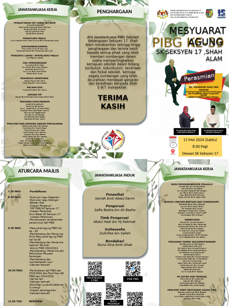 Brosur Trifold Mesyuarat Agung Pibg | PDF