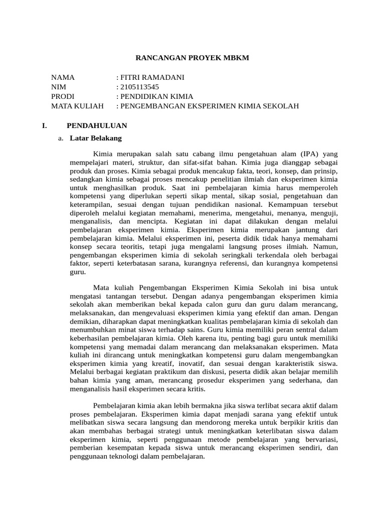 Rancangan Kerja Mata Kuliah PLP MBKM - UNDERSTANDING | PDF