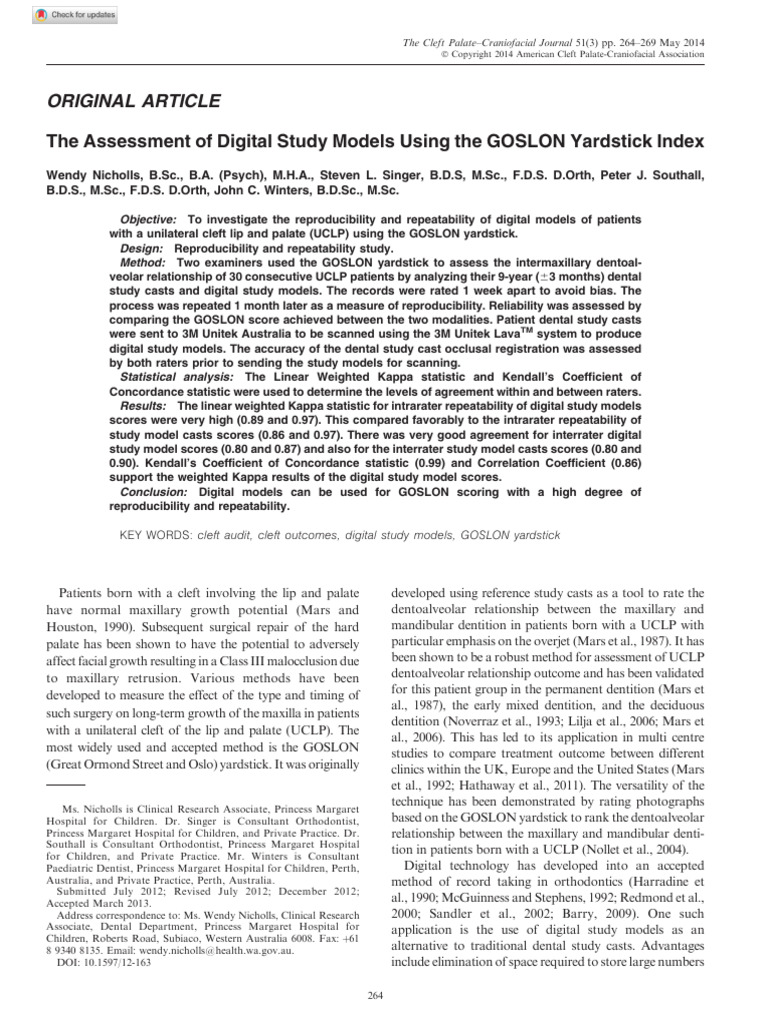 The Assessment of Digital Study Models Using The GOSLON Yardstick Index ...