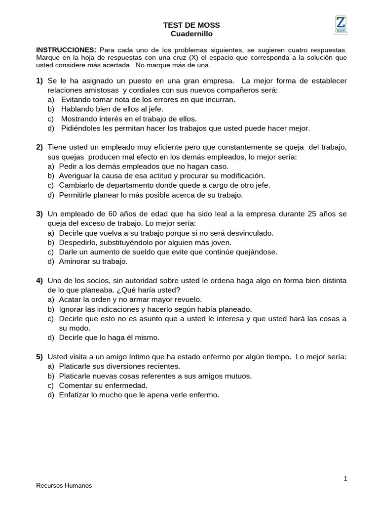 Cuadernillo Moss | PDF