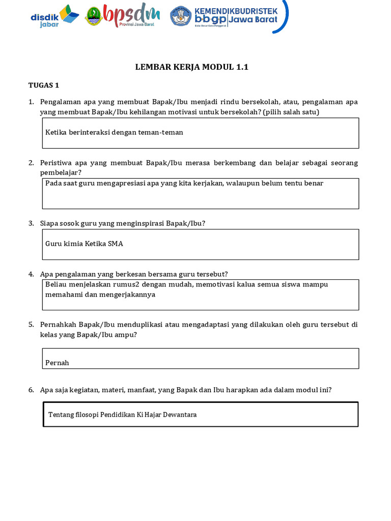 LK Modul 1.1 Level 1 Euis | PDF