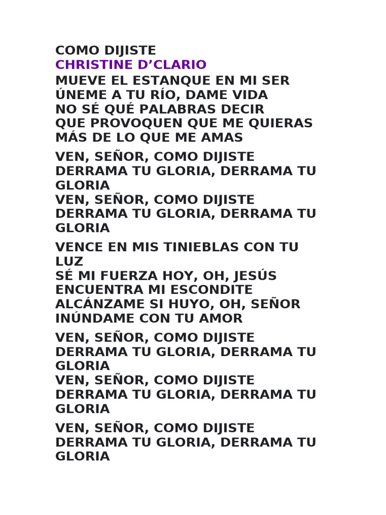 Como Dijistes Christine D Clario | PDF