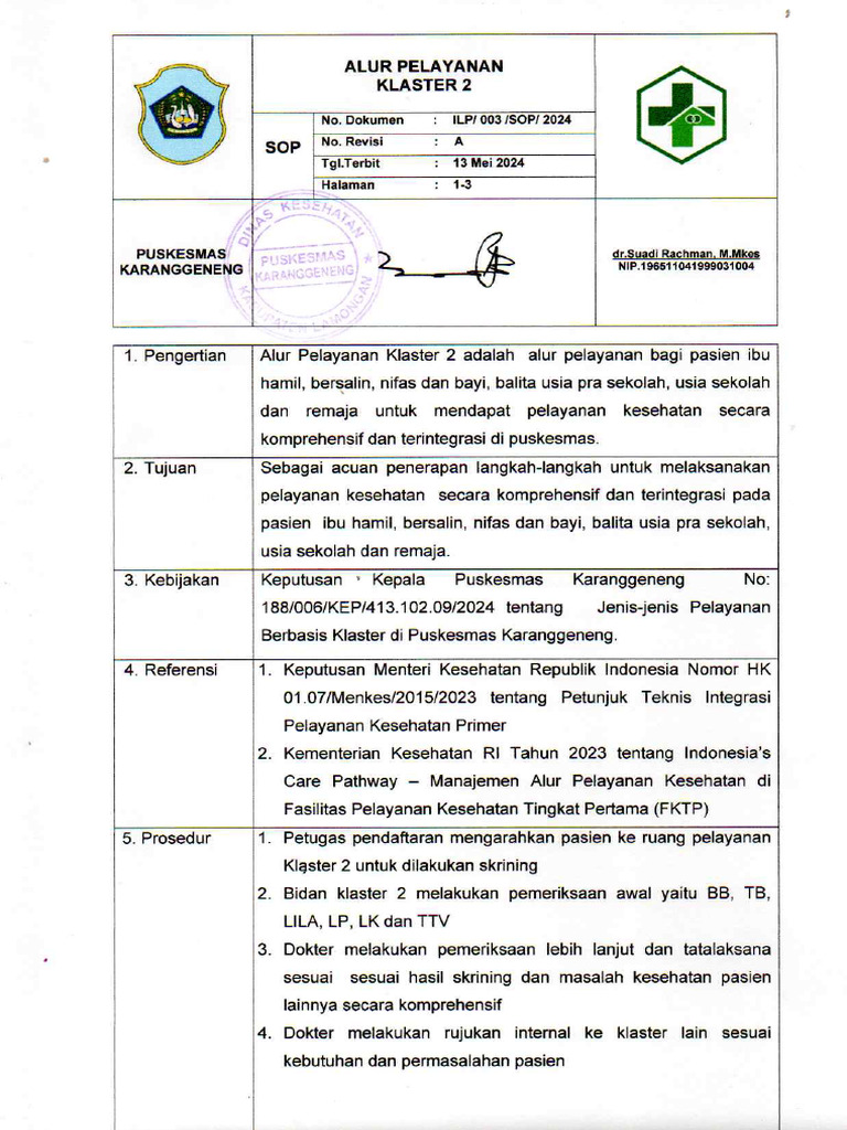 Sop Alur Pelayanan Klaster 2 | PDF