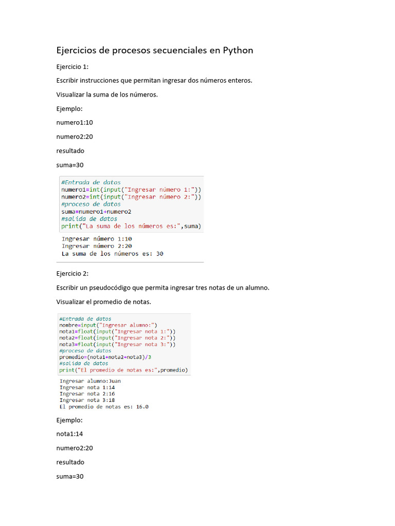 Ejercicios de Python: Procesos Secuenciales | PDF