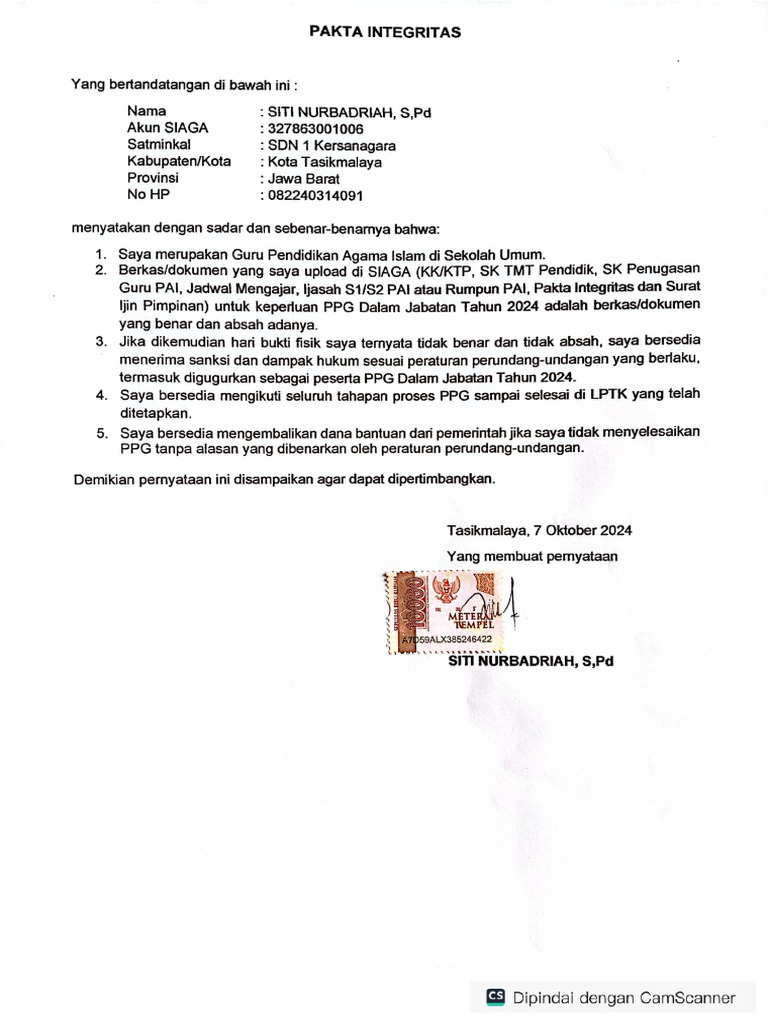 Pakta Integritas Ibad | PDF