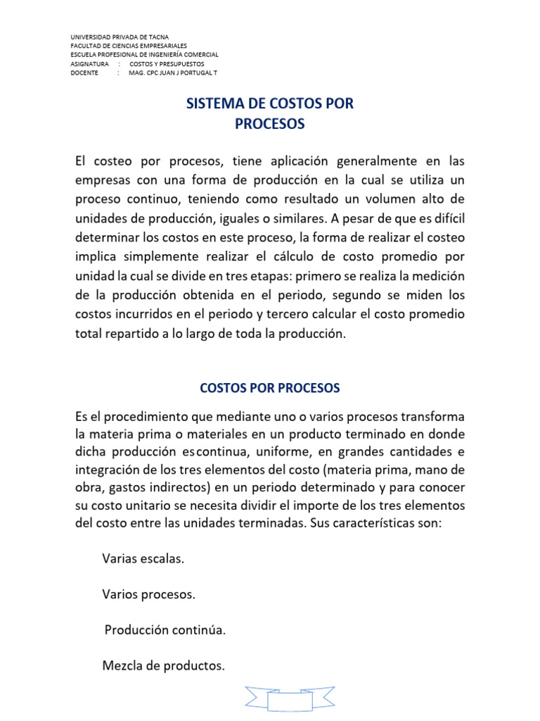 Sem 7 Sistema de Costos Por Procesos | PDF