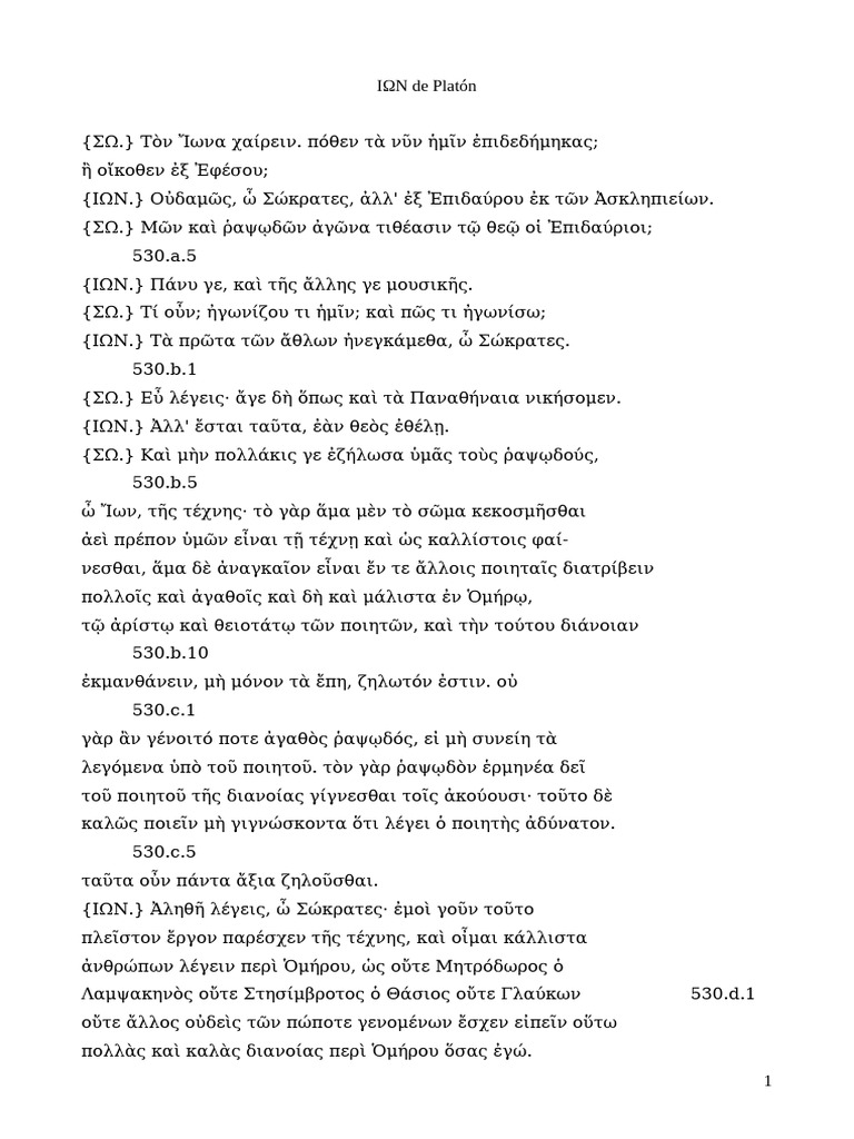 GRIEGO ΙΩΝ de Platón | PDF