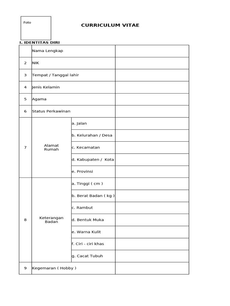 Contoh Form CV BLUD | PDF