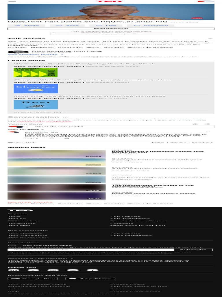 Alex Soojung-Kim Pang How Rest Can Make You Bett | PDF
