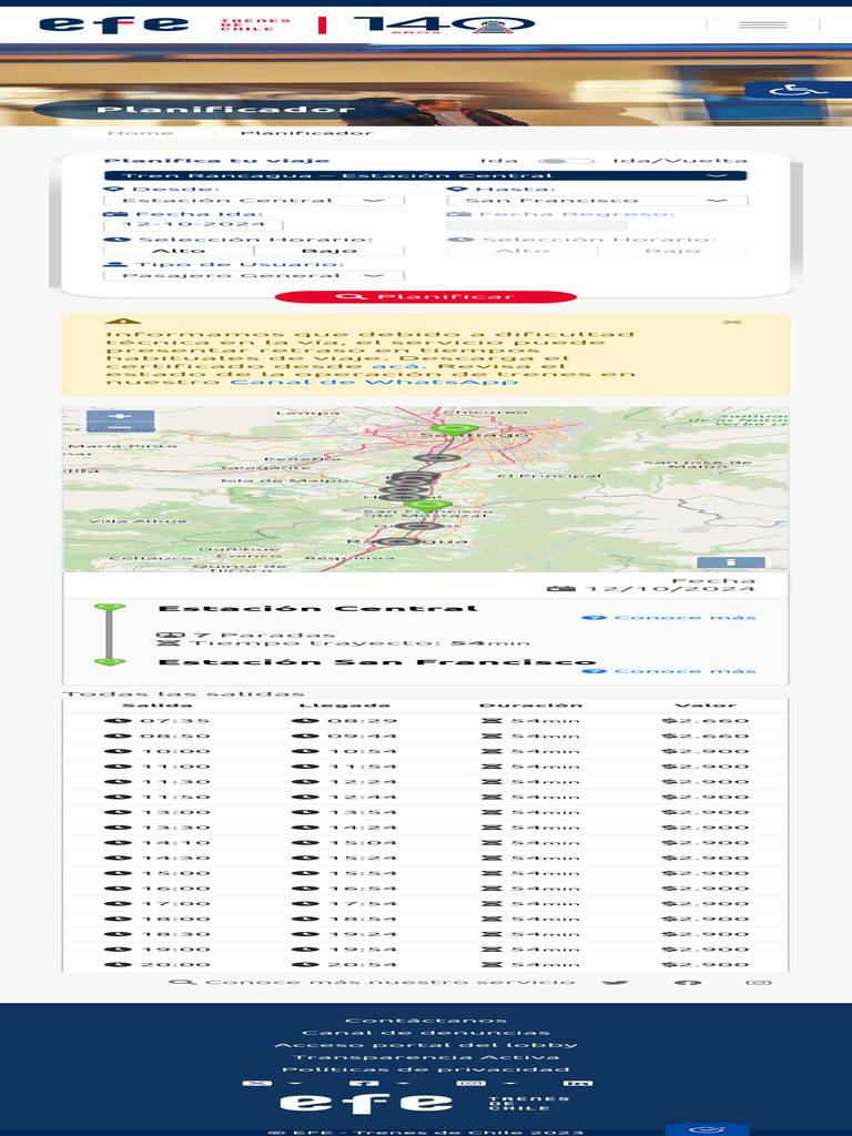 Planificador – EFE Trenes de Chile | PDF